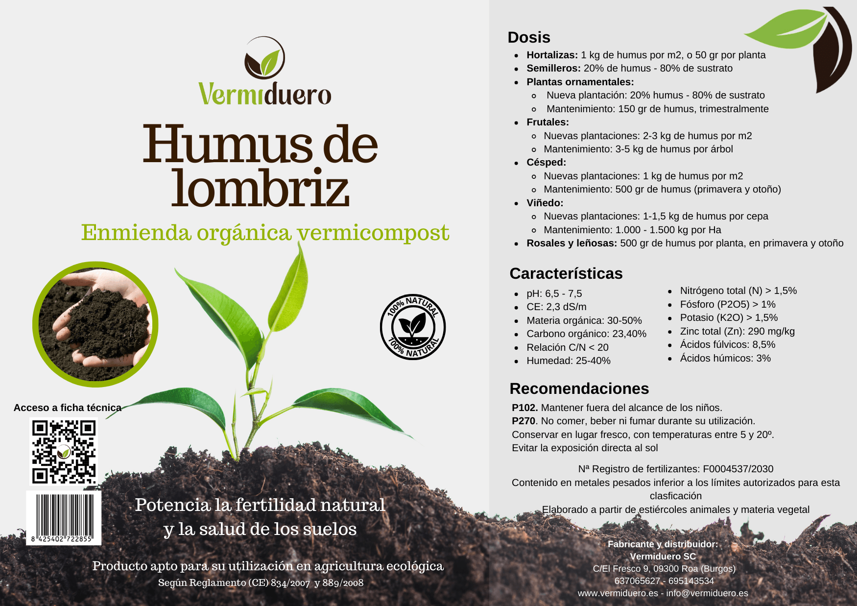 Humus de lombriz 100% natural Vermiduero y ecológico 7 kgs, 12 kgs, 25 ...